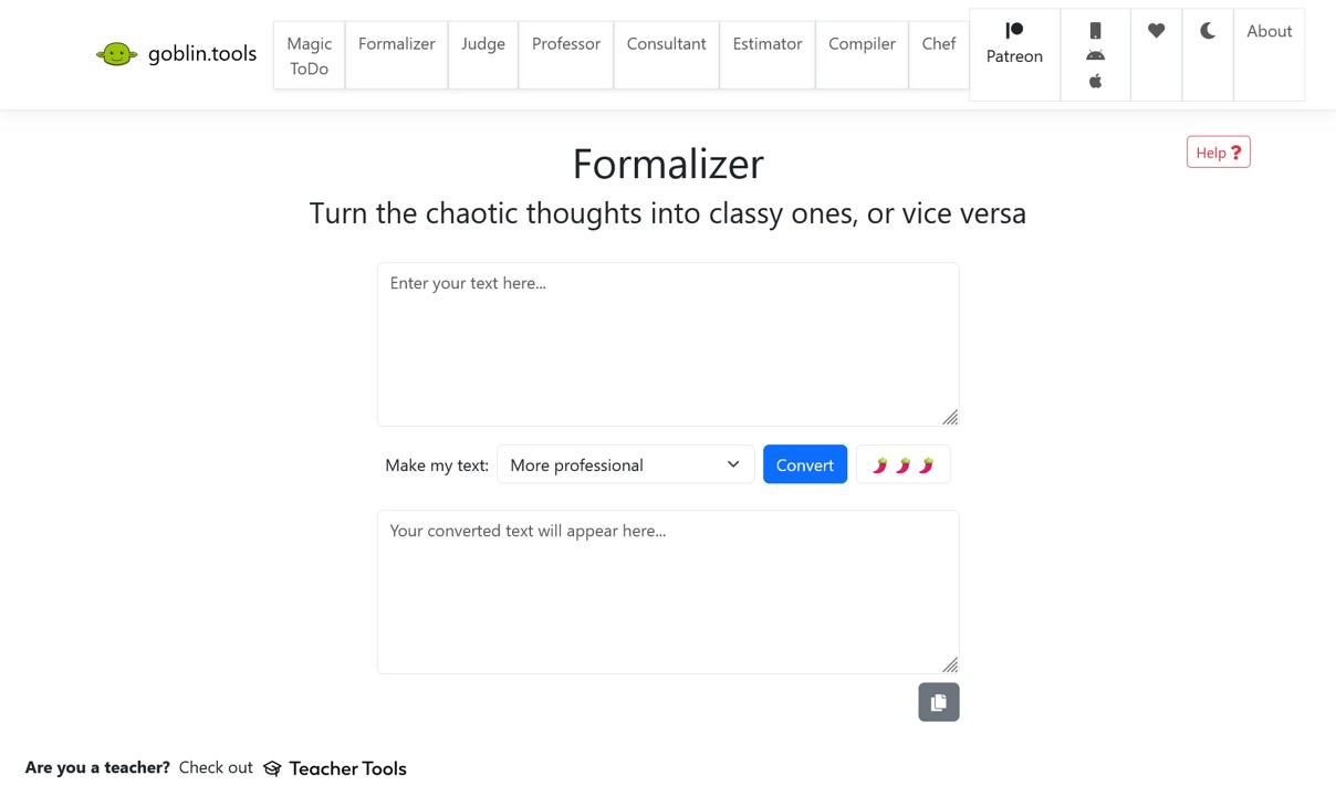 Goblin Tools – AI for Squishy Humans